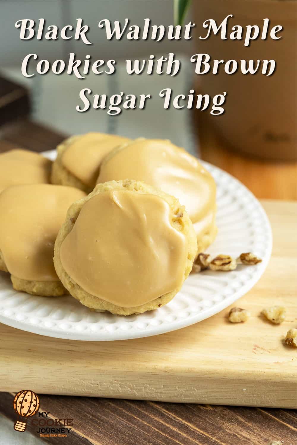 Black Walnut Maple Cookies with Brown Sugar Icing - My Cookie Journey