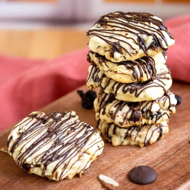Cherry Almond with Dark Chocolate Drizzle Cookies - My Cookie Journey
